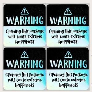 Bags | 6 Pc Warning Opening Package Cause Extreme Happiness Stickers ...